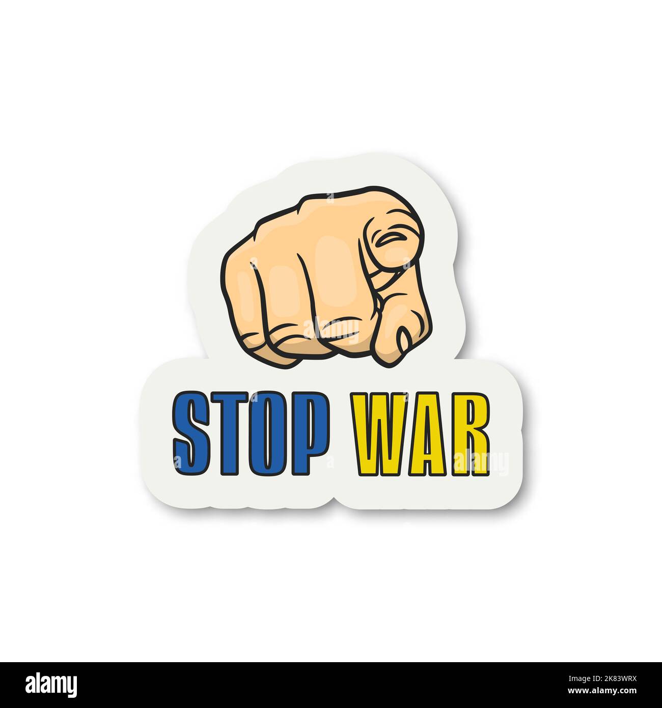 Stop War. Clenched Fist with Finger Pointing Forward at You, Colors of ...