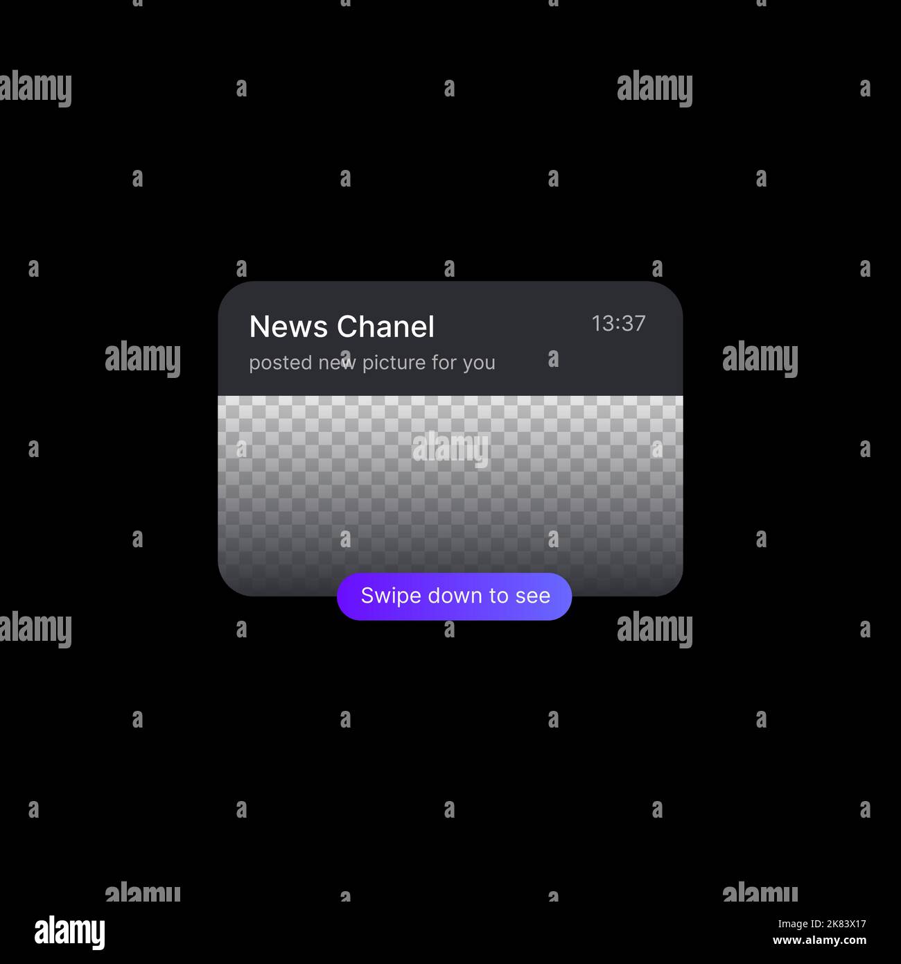 News Notification Banner Illustration. Social Media UI Concept on Black ...