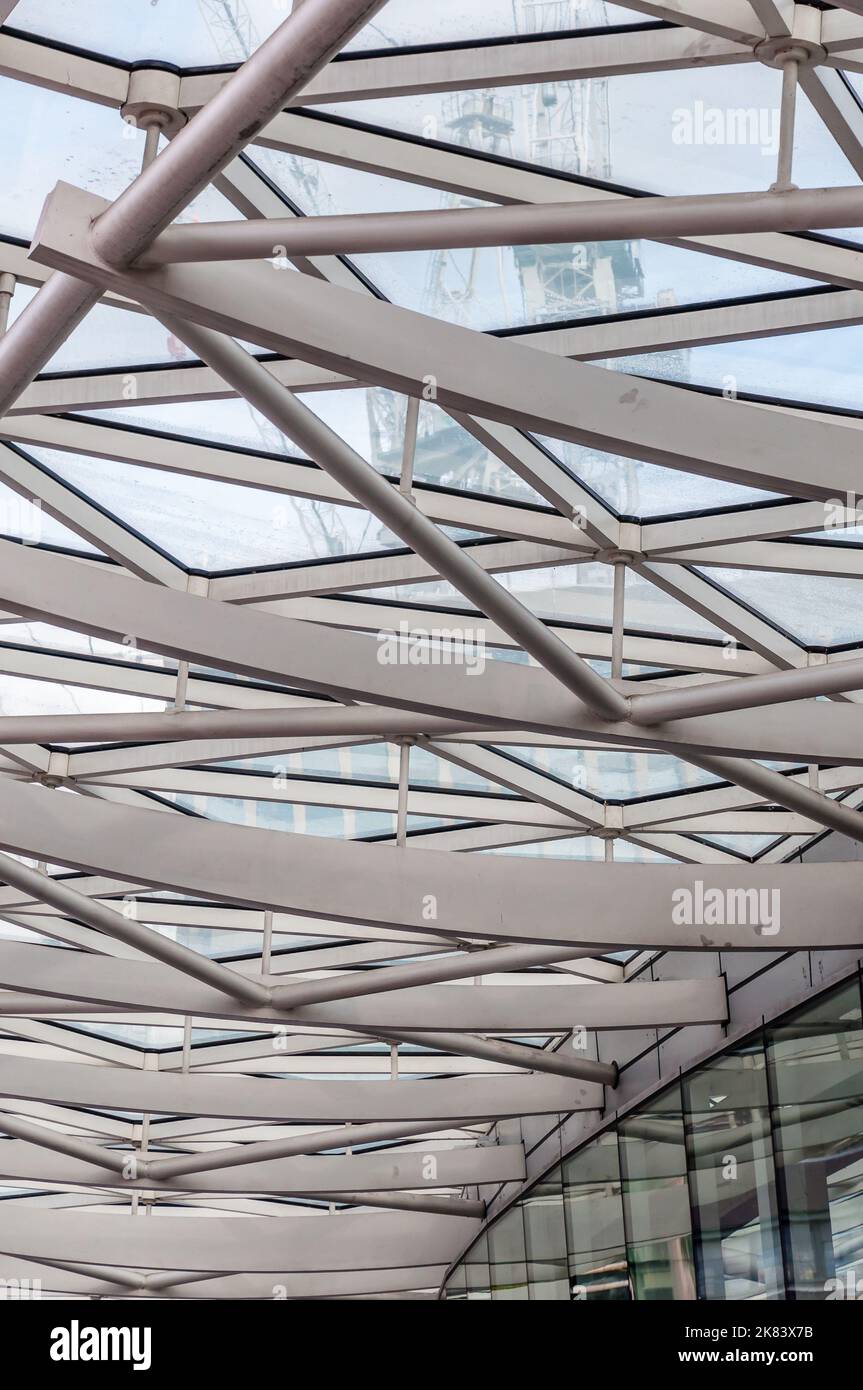 Detail from the roof of King's Cross station. Public place, London ...