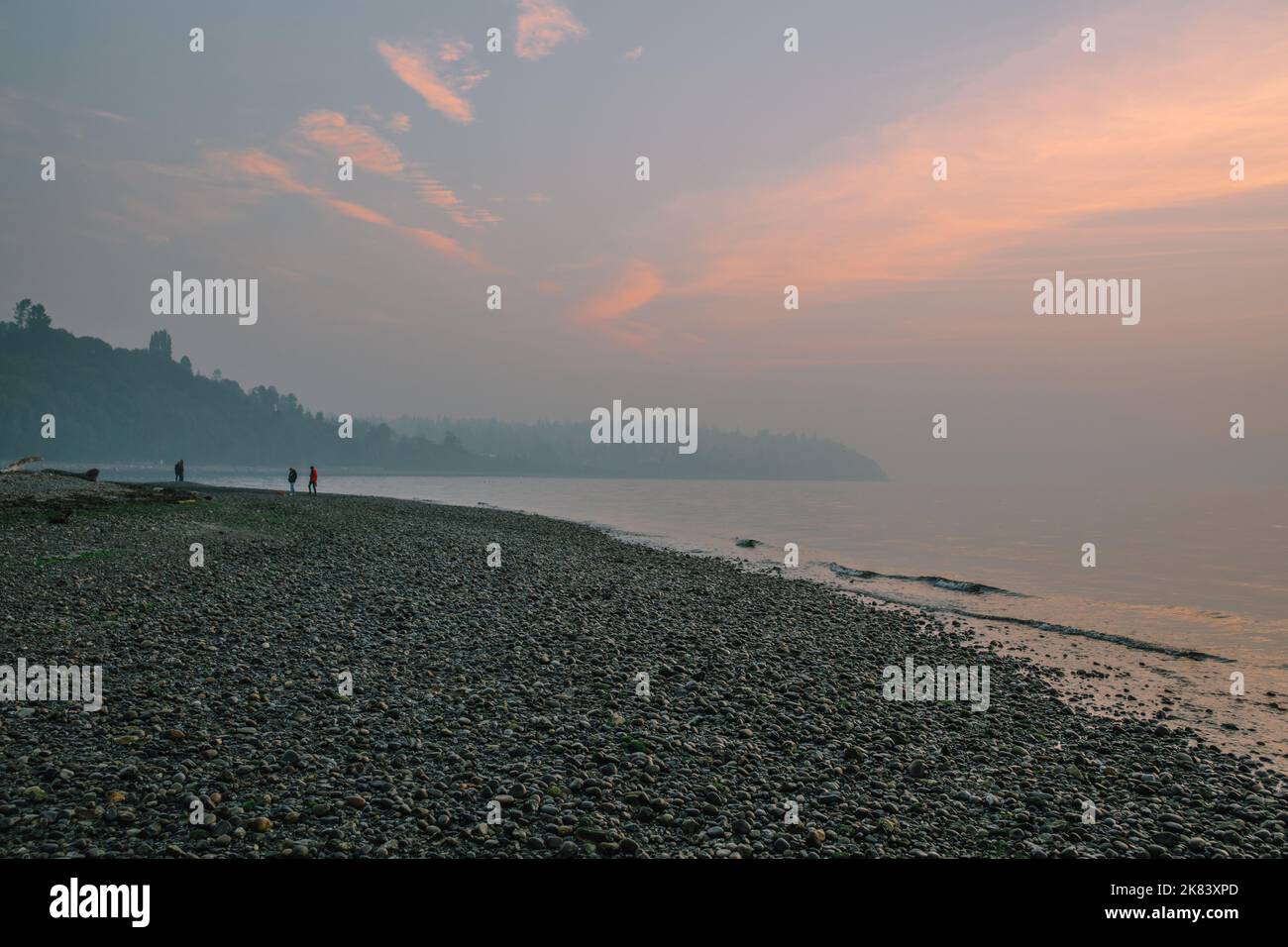 Smoky sunset on beach, Carkeek Park, Seattle Stock Photo - Alamy