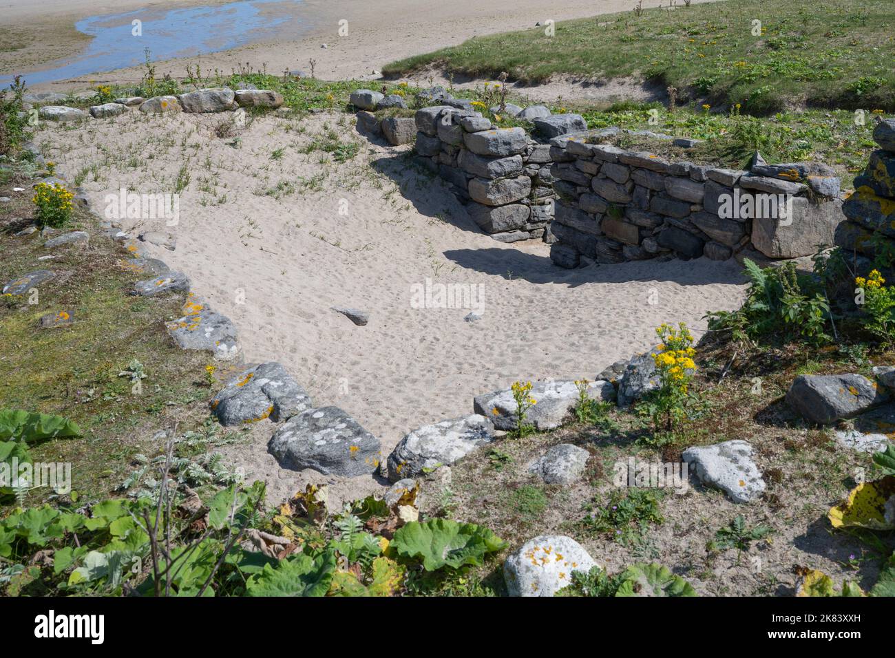 Ruins of the deserted village on the island of Mingulay, Bishop's Isles ...