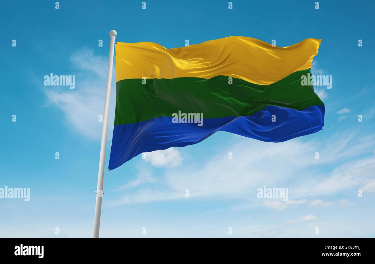 official flag of Corozal untied states of America at cloudy sky ...