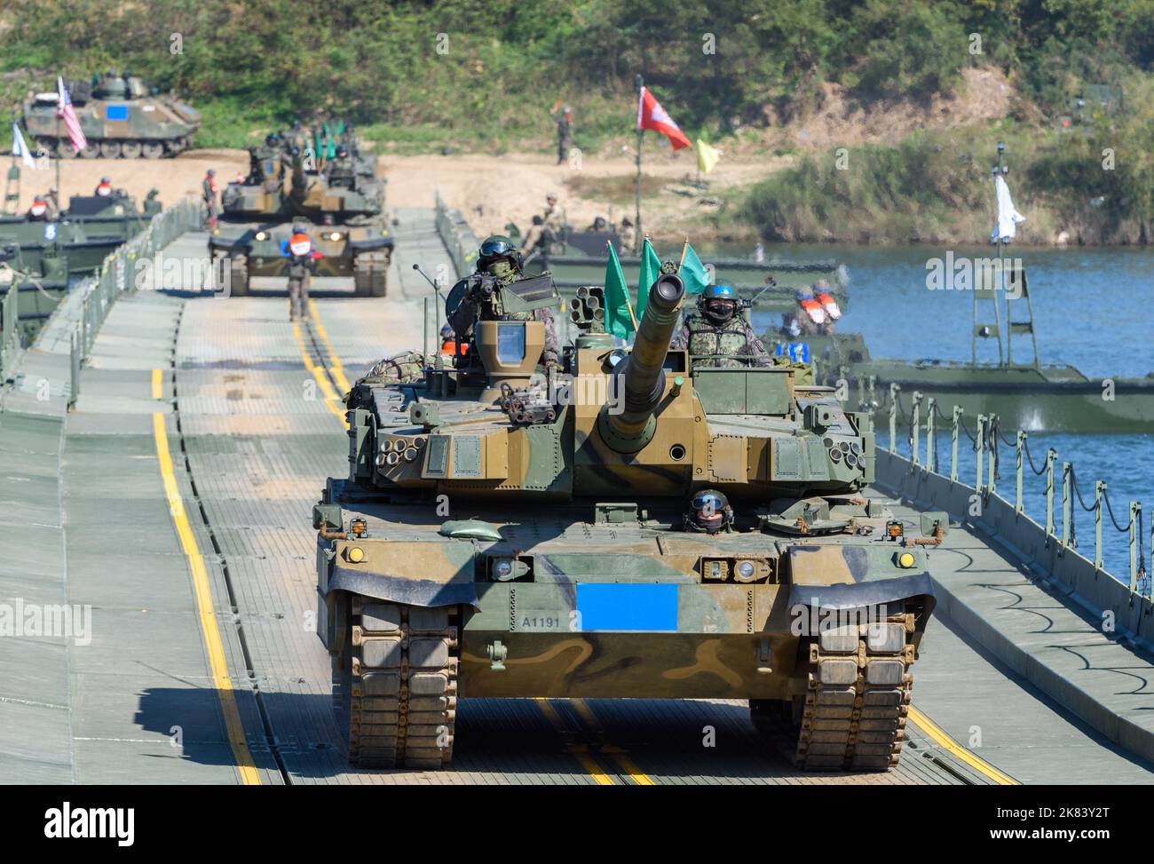 October 19, 2022, Yeoju, South Korea: South Korean Army K-2 tanks cross ...