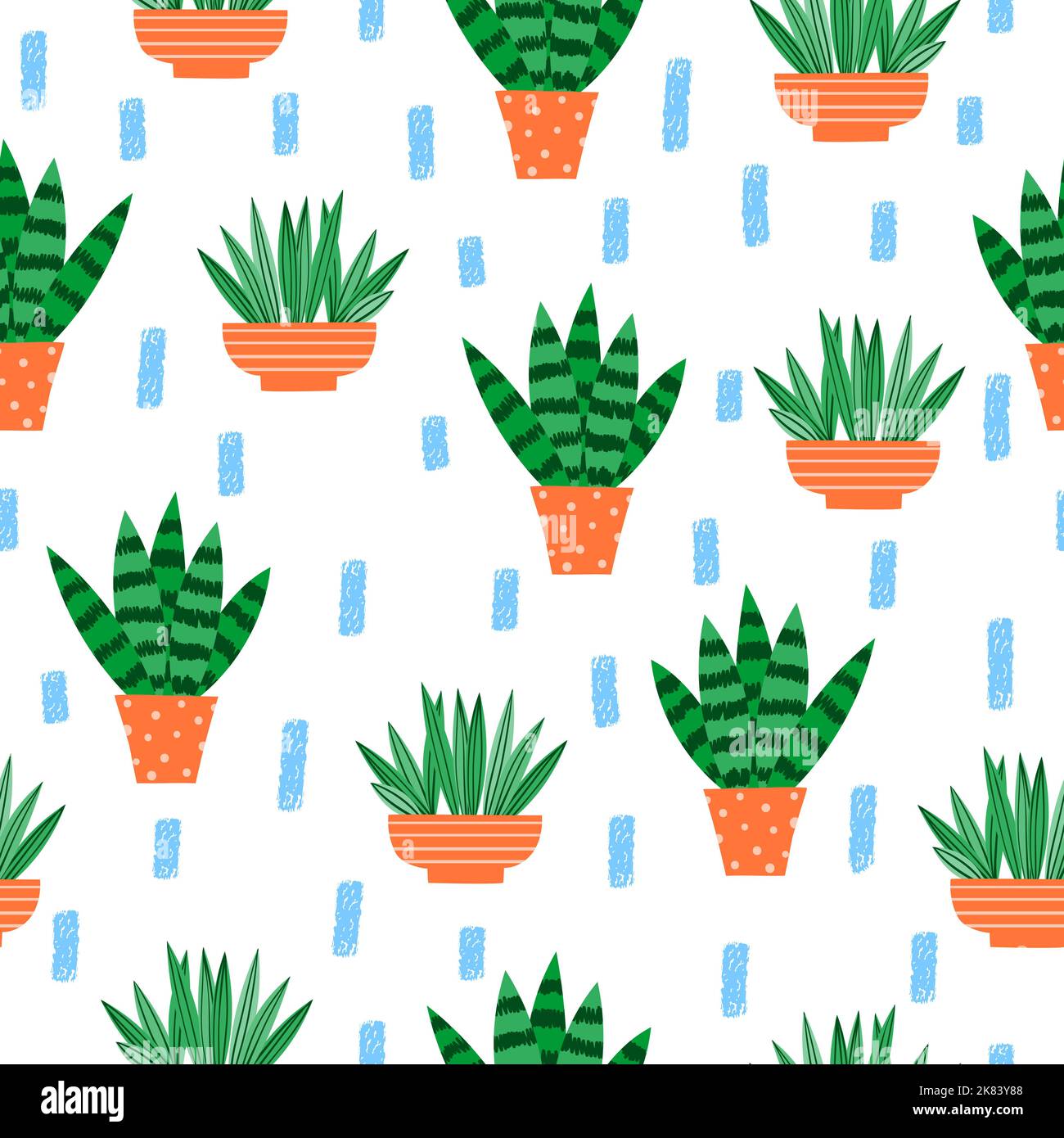 Plants in pots seamless pattern. Cute houseplant vector print Stock ...