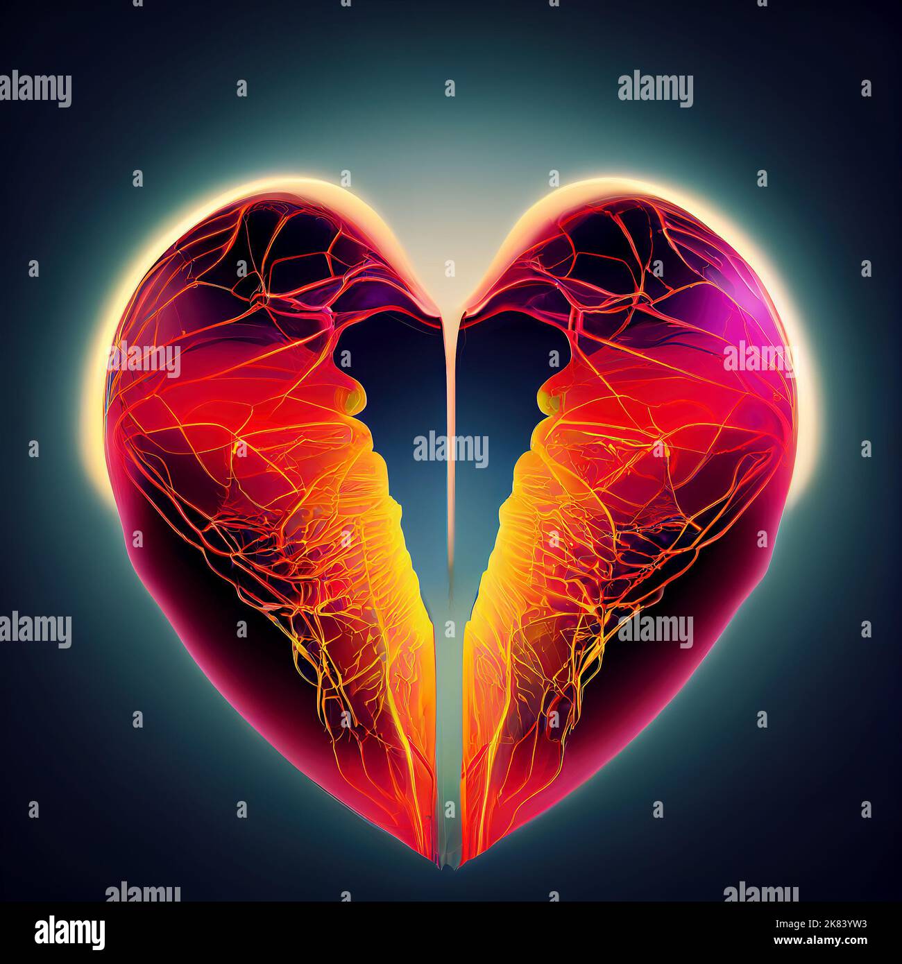 Abstract stylized glowing heart. Digital illustration Stock Photo - Alamy