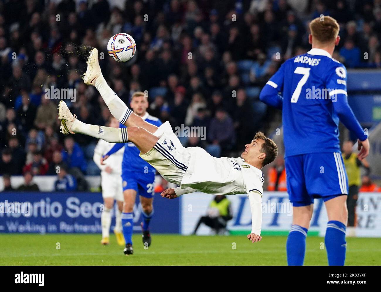 Leeds United's Diego Llorente tries an acrobatic effort on goal during ...