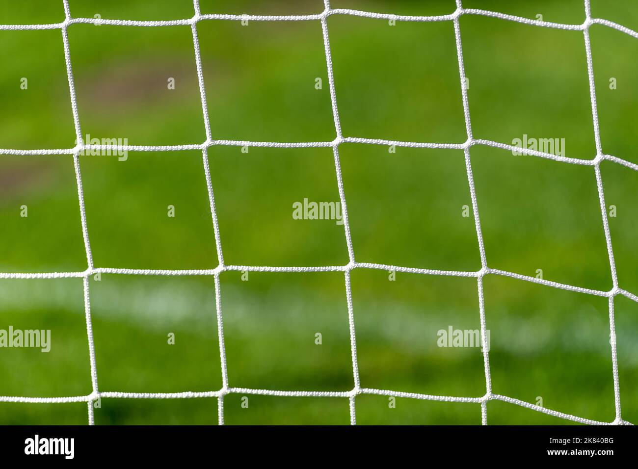 Hockey field, football, lacrosse net background over green grass and ...