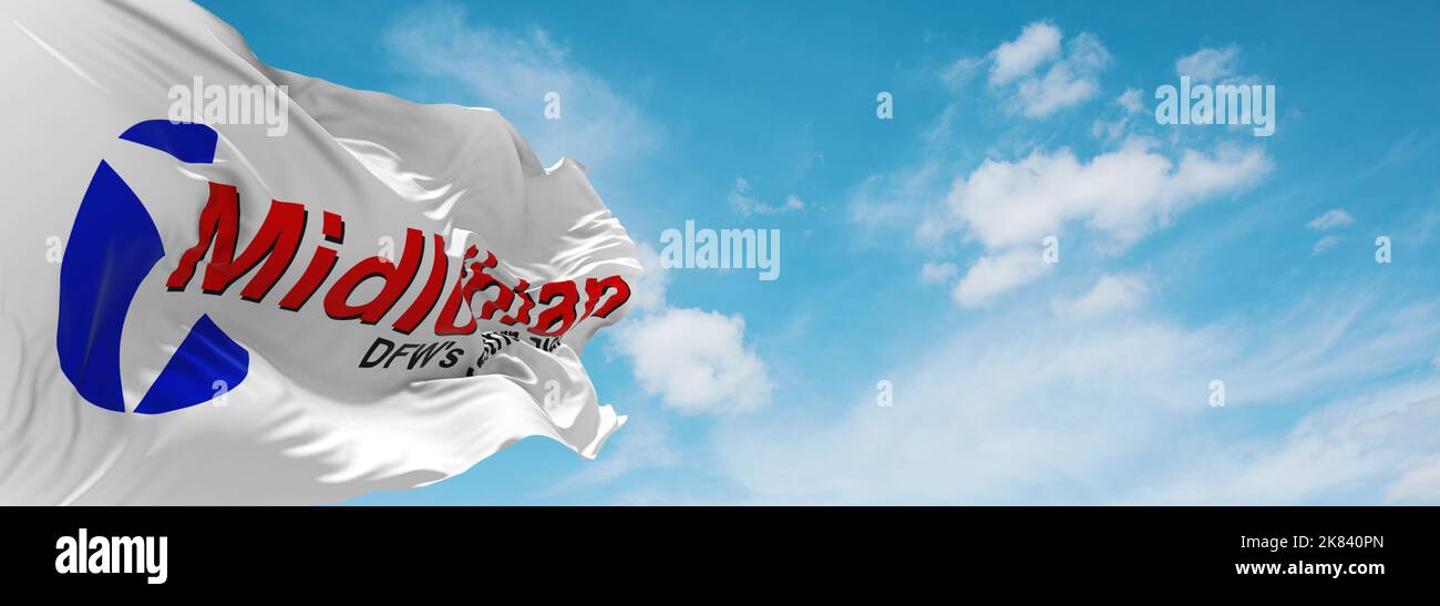 official flag of Midlothian, Texas untied states of America at cloudy ...