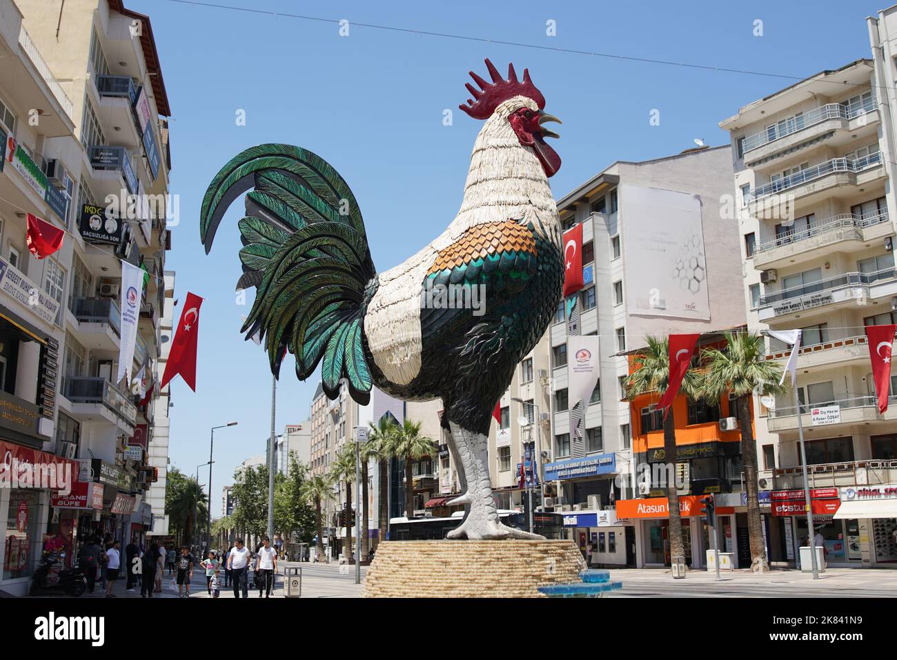DENIZLI, TURKIYE - JULY 17, 2022: Symbol of the Denizli city rooster ...