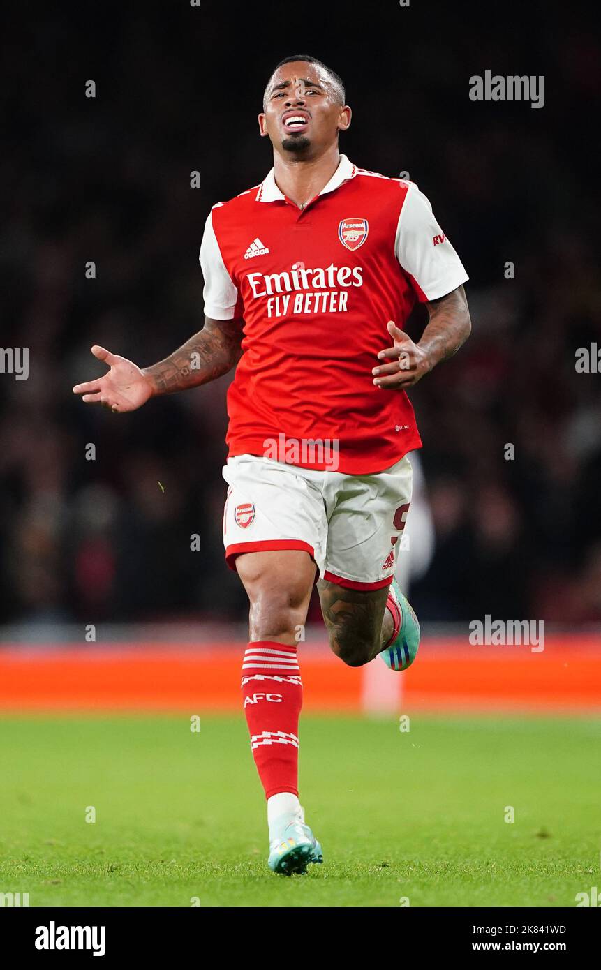 Arsenal's Gabriel Jesus reacts during the UEFA Europa League, Group A ...