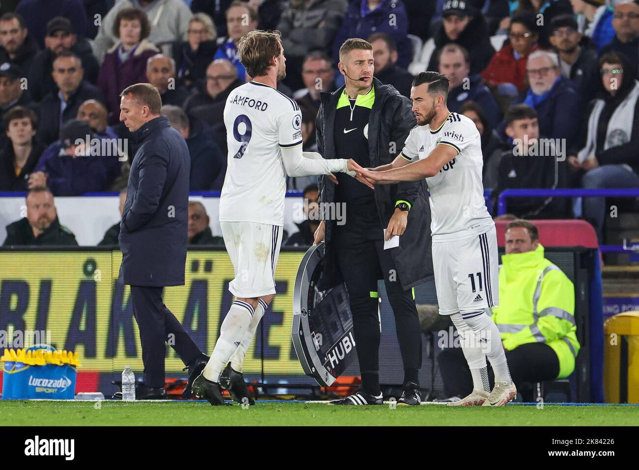 Leicester, UK. 20th Oct, 2022. Jack Harrison #11 of Leeds United comes ...