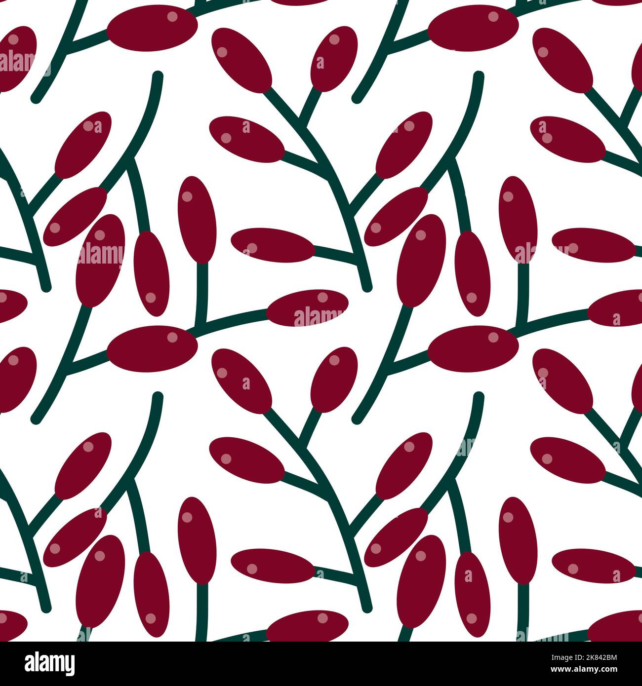 Winter Christmas seamless floral berries branches pattern for wrapping ...