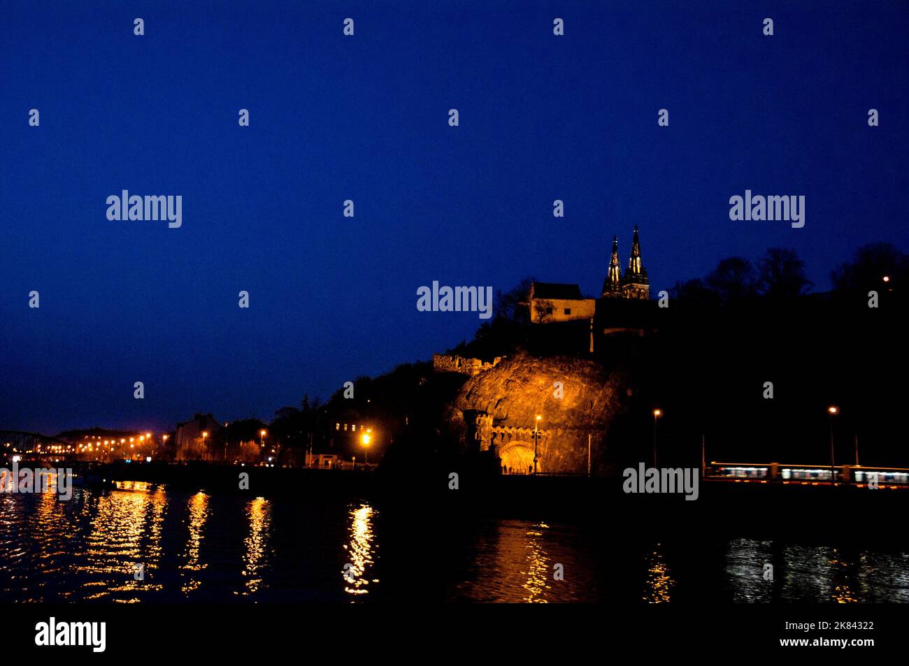 Neo-Gothic twin towers and crowning triangle gable from the Vltava ...