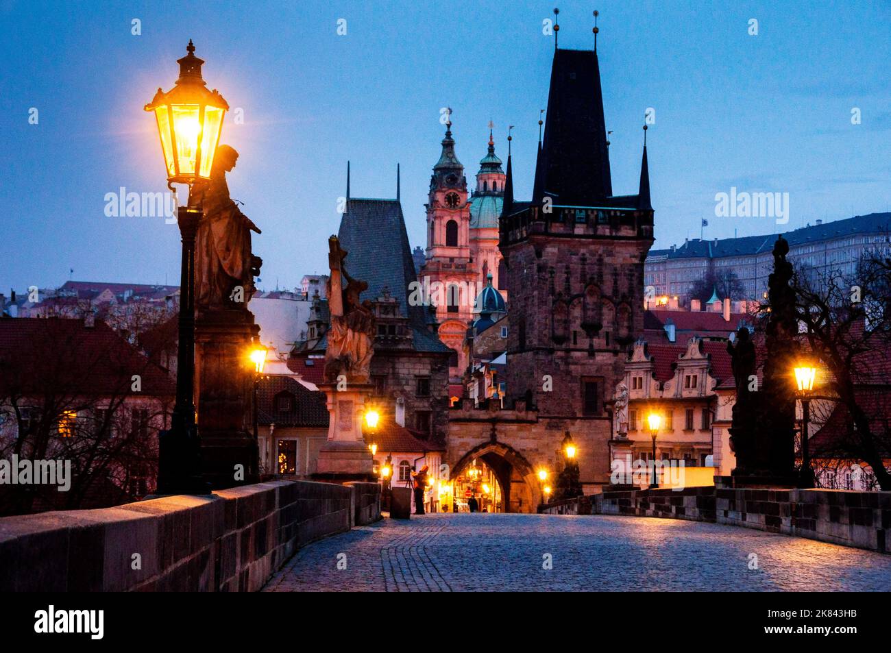 Gothic Lesser Town Bridge Tower and smaller Romanesque Judith's Tower ...