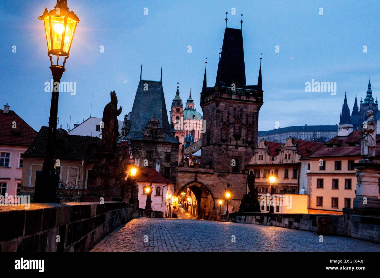 Gothic Lesser Town Bridge Tower and smaller Romanesque Judith's Tower ...