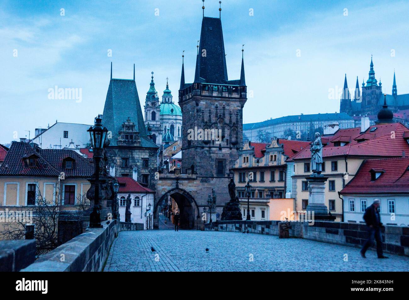 Gothic Lesser Town Bridge Tower and smaller Romanesque Judith's Tower ...