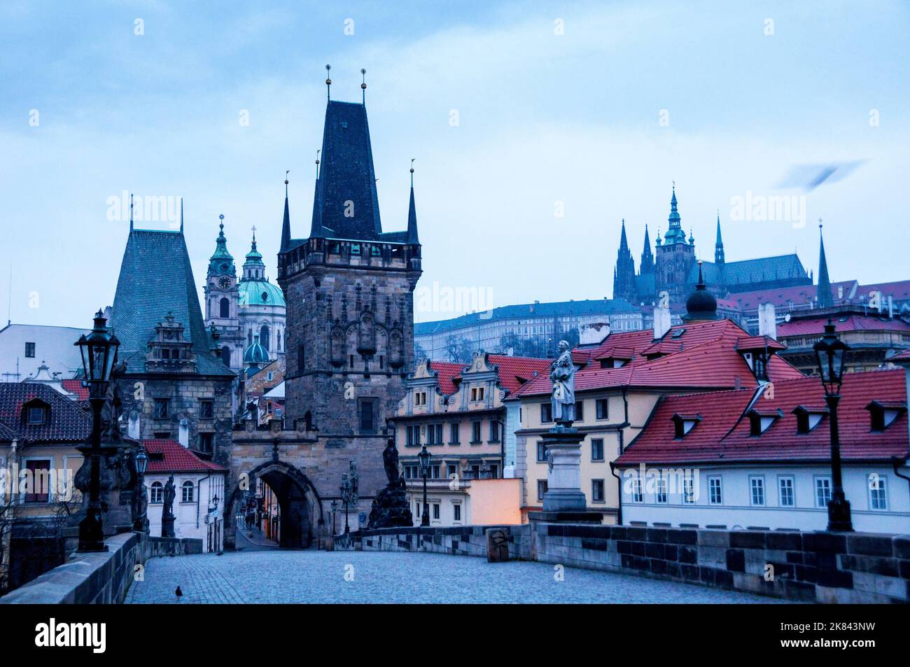 Gothic Lesser Town Bridge Tower and smaller Romanesque Judith's Tower ...