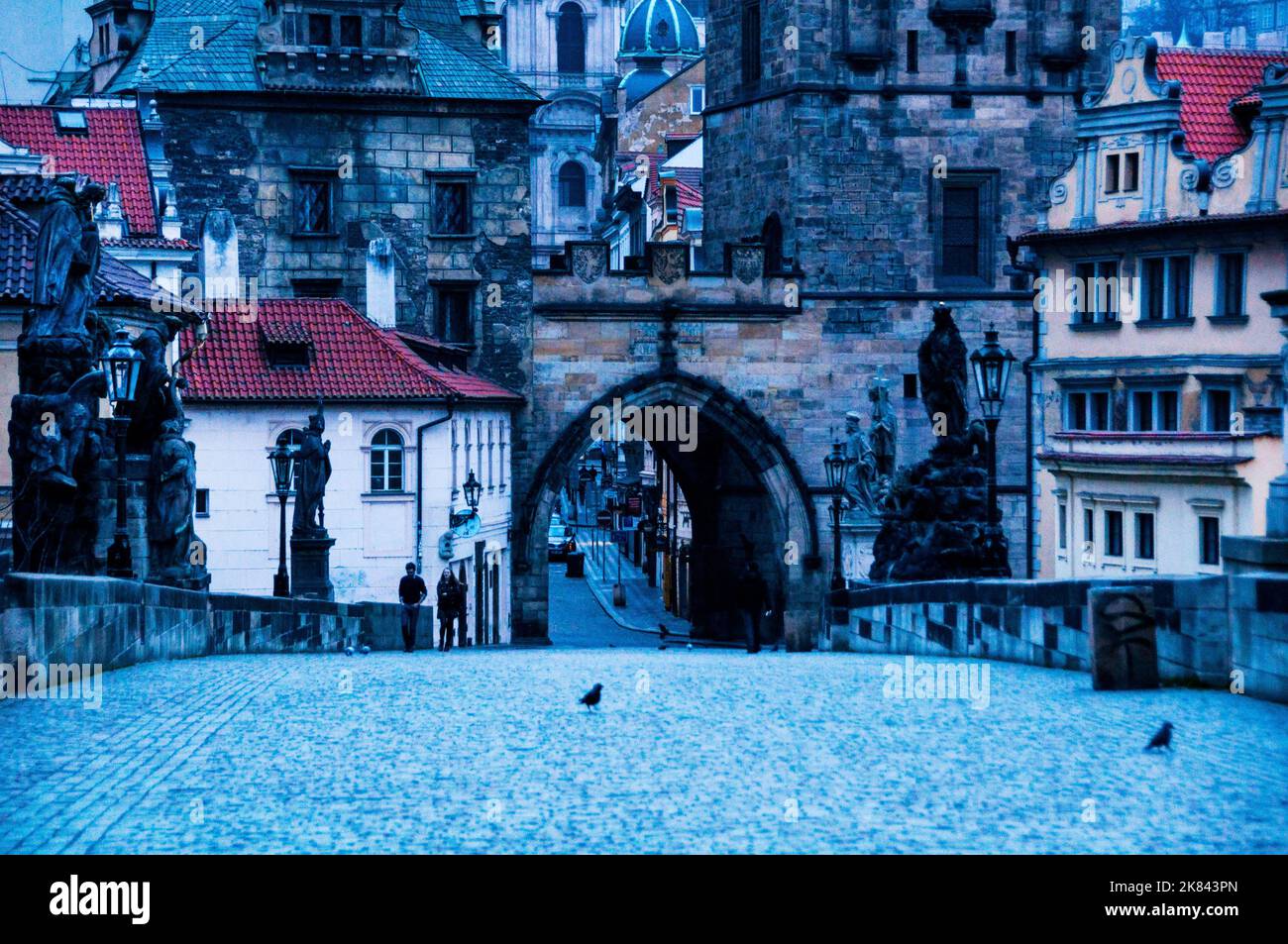 Gothic Lesser Town Bridge Tower and smaller Romanesque Judith's Tower ...