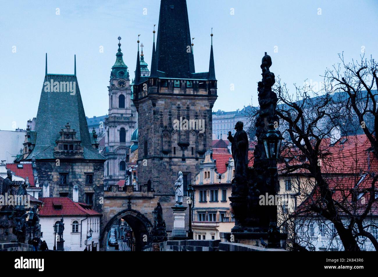 Gothic Lesser Town Bridge Tower and smaller Romanesque Judith's Tower ...