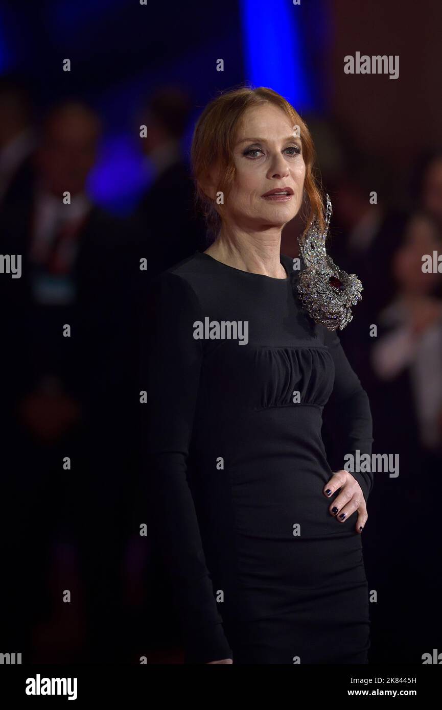 ROME, ITALY - OCTOBER 18: Isabelle Huppert attend the red carpet for "L ...