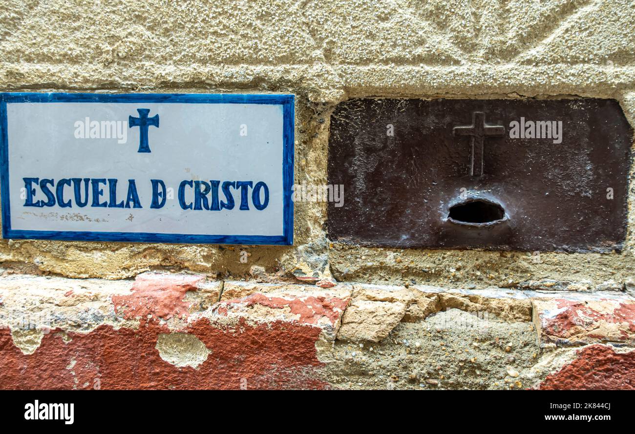 Church Offering Metal Box outside. Seville, Spain. The School of Christ ...