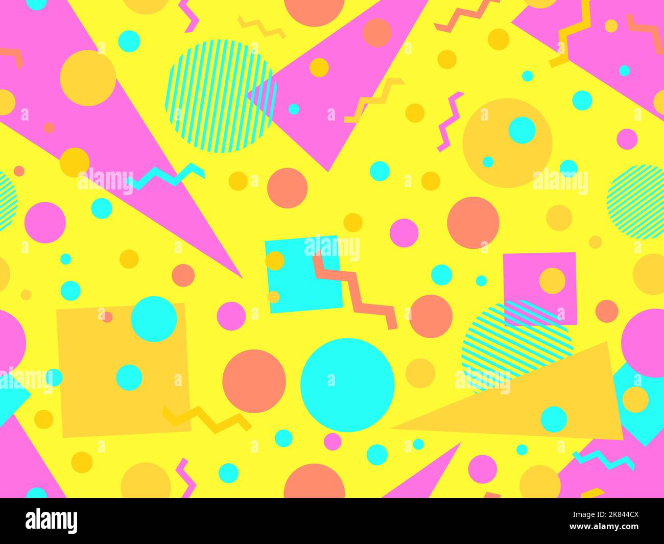 Memphis seamless pattern with geometric shapes in 80s style. Colorful ...