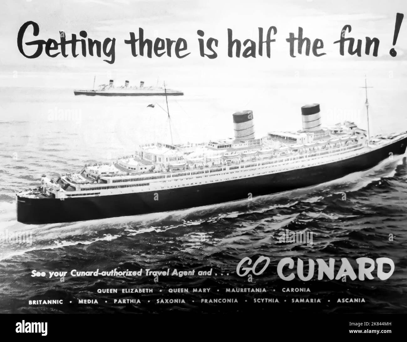 Cunard travel advert in a NatGeo magazine, 1954 Stock Photo - Alamy