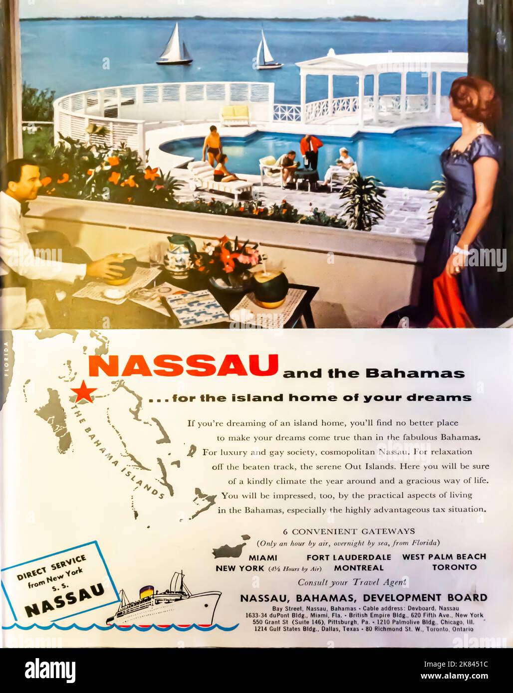 Nassau and the Bahamas travel advert in a NatGeo magazine, 1954 Stock ...
