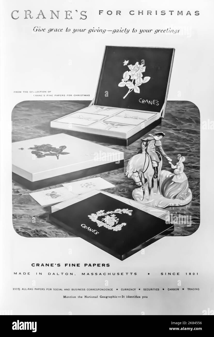 Crane's fine papers advertisement in a NatGeo magazine, 1954 Stock ...
