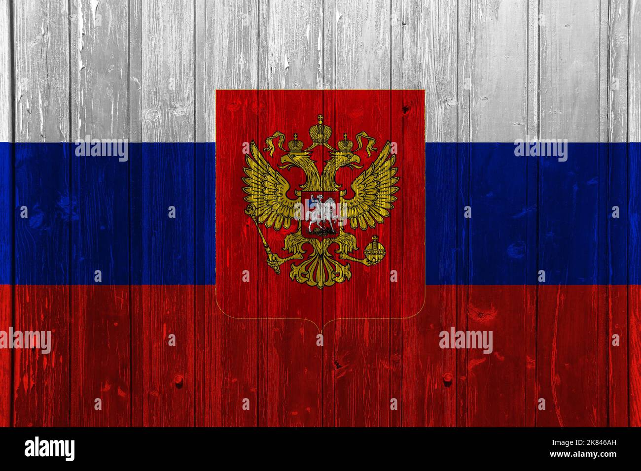 Flag of the Russian Federation on the texture of wooden planks Stock ...