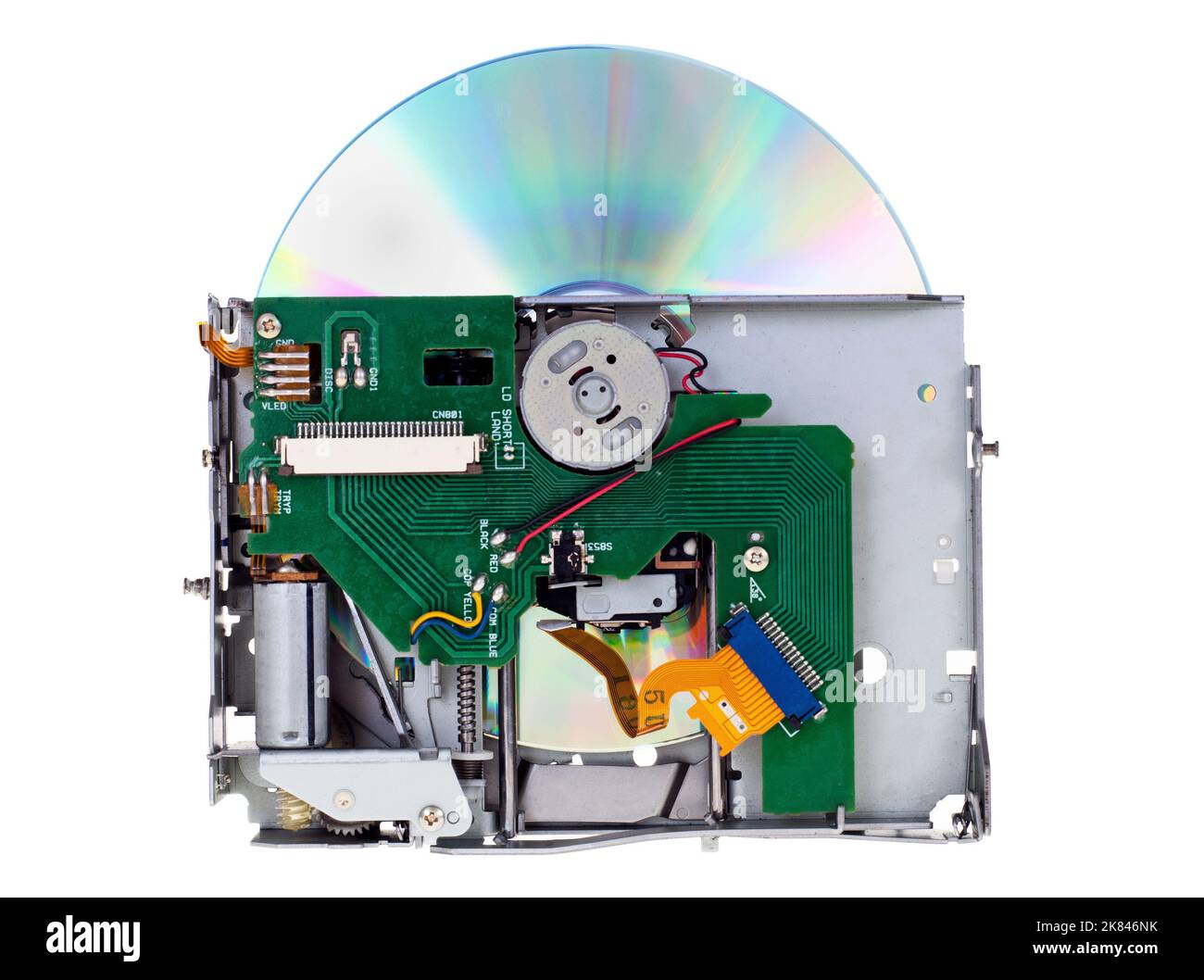 DVD-rom with chips at green board on a white background Stock Photo - Alamy