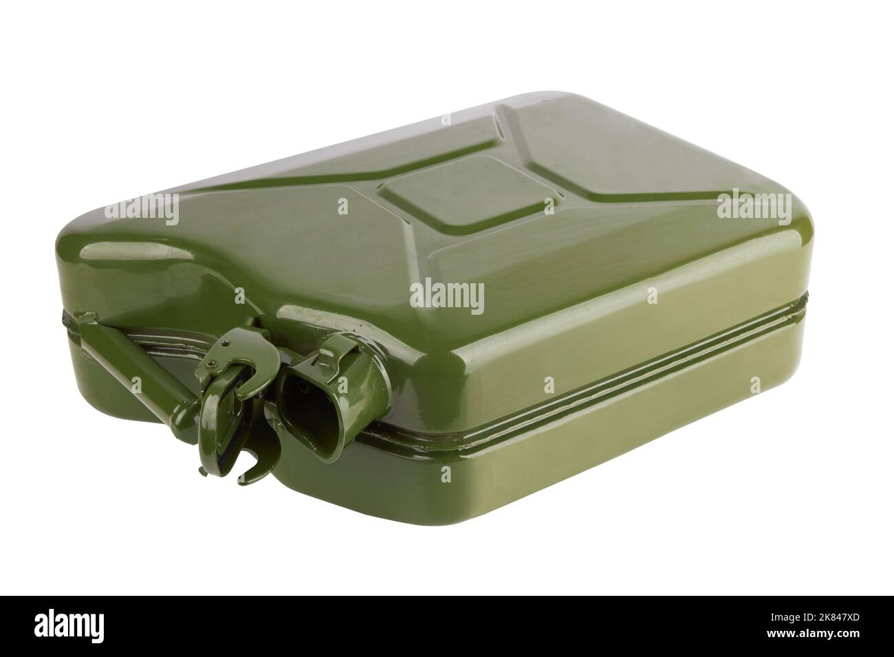 Green metal canister for gasoline on a white background Stock Photo - Alamy