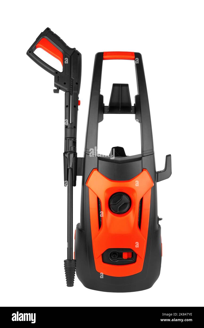 High pressure washer isolated on white background Stock Photo - Alamy