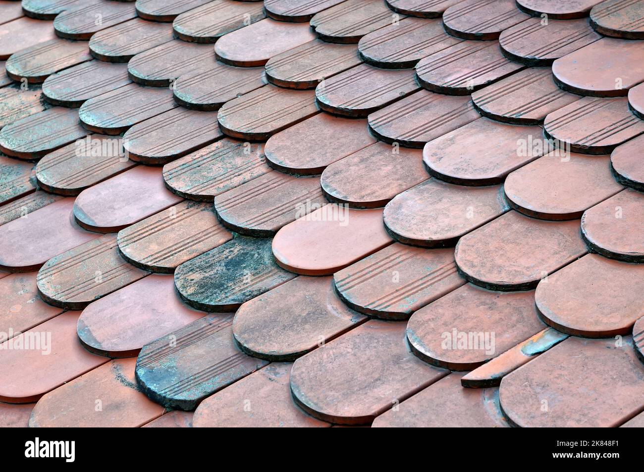Old red clay roof tiles background Stock Photo - Alamy