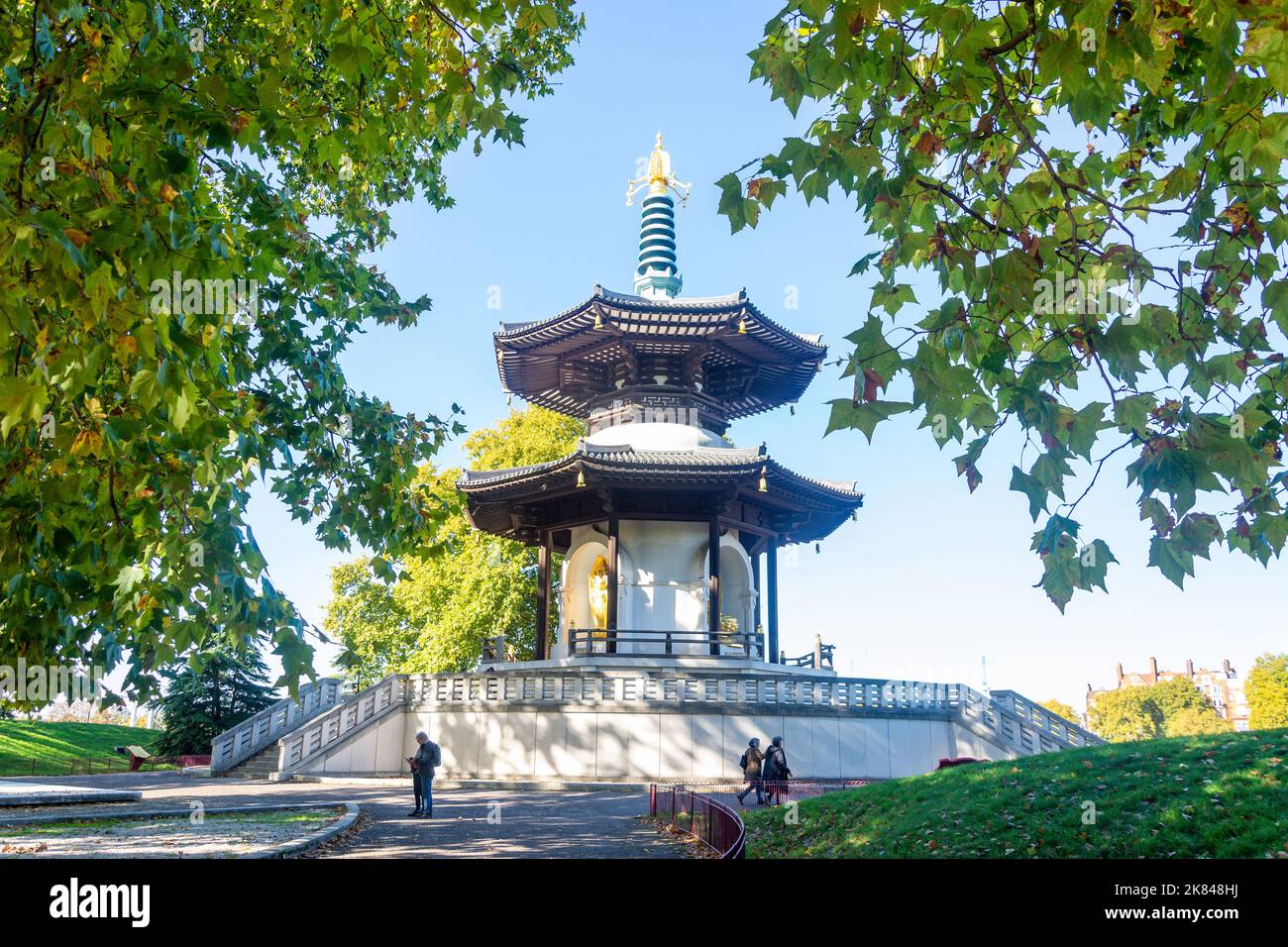 The London Peace Pagoda in Battersea Park, Battersea, London Borough of ...