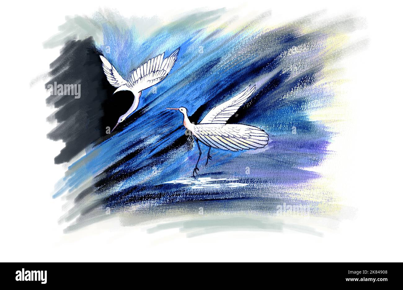 Blue Bird Flying Painting