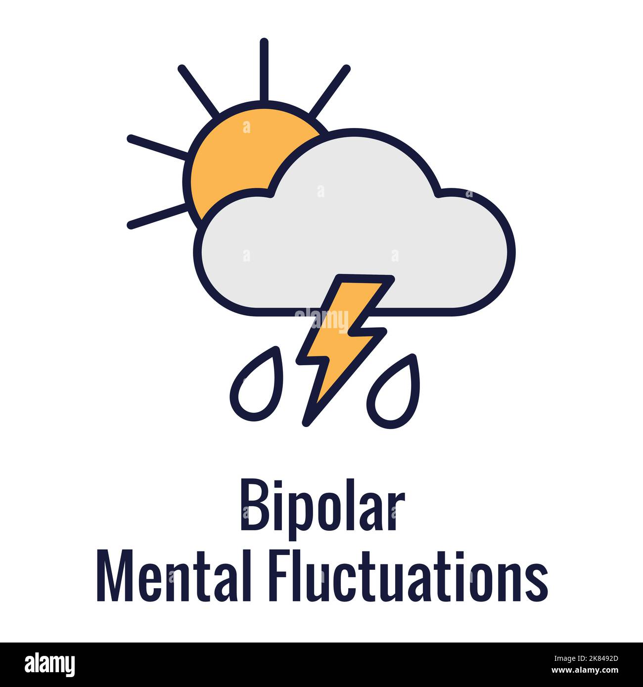 Bipolar Disorder or Depression BP Icon Set Showing Mental Health Icons ...