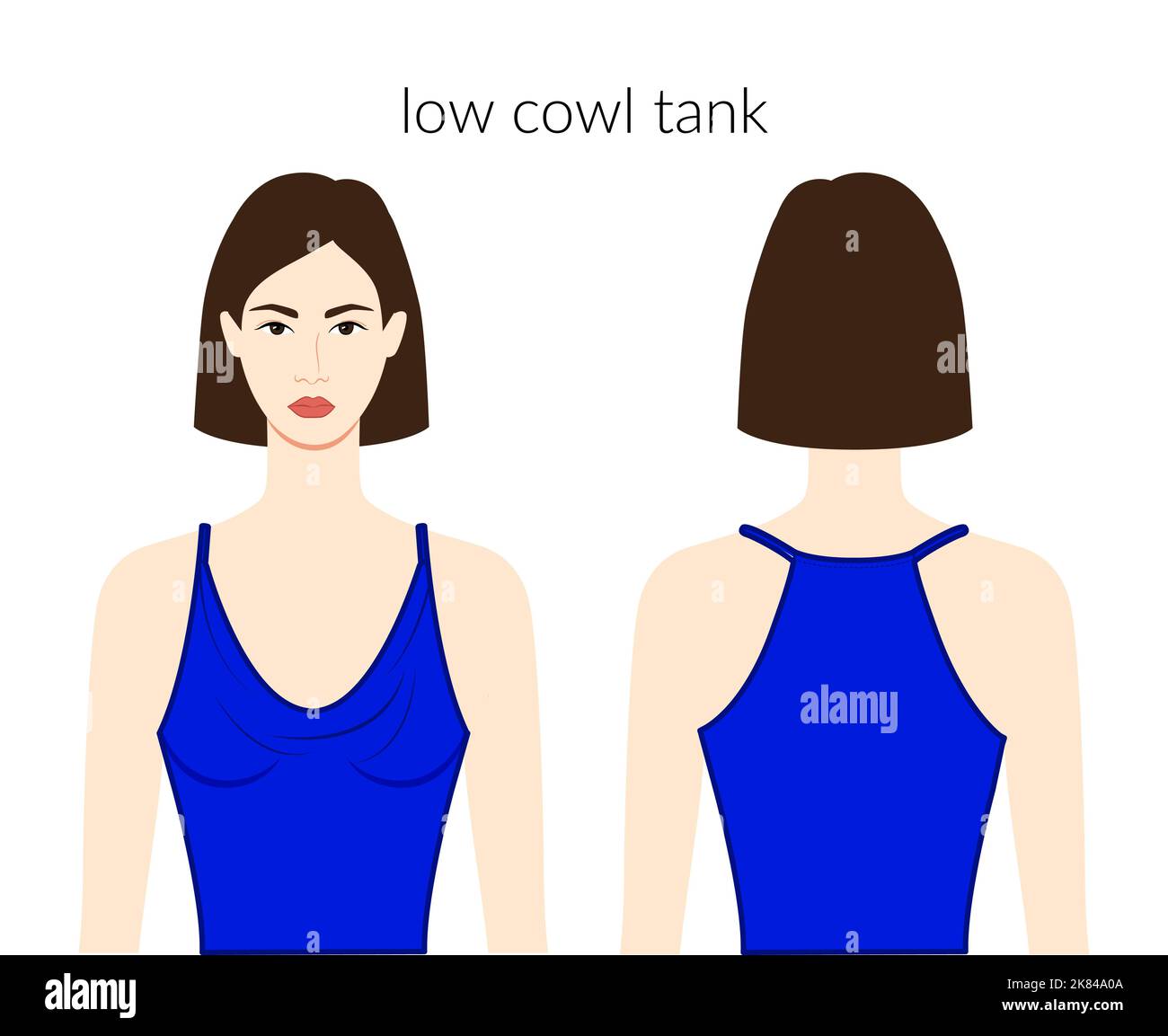 Low cowl neckline tank clothes character beautiful lady in blue top ...