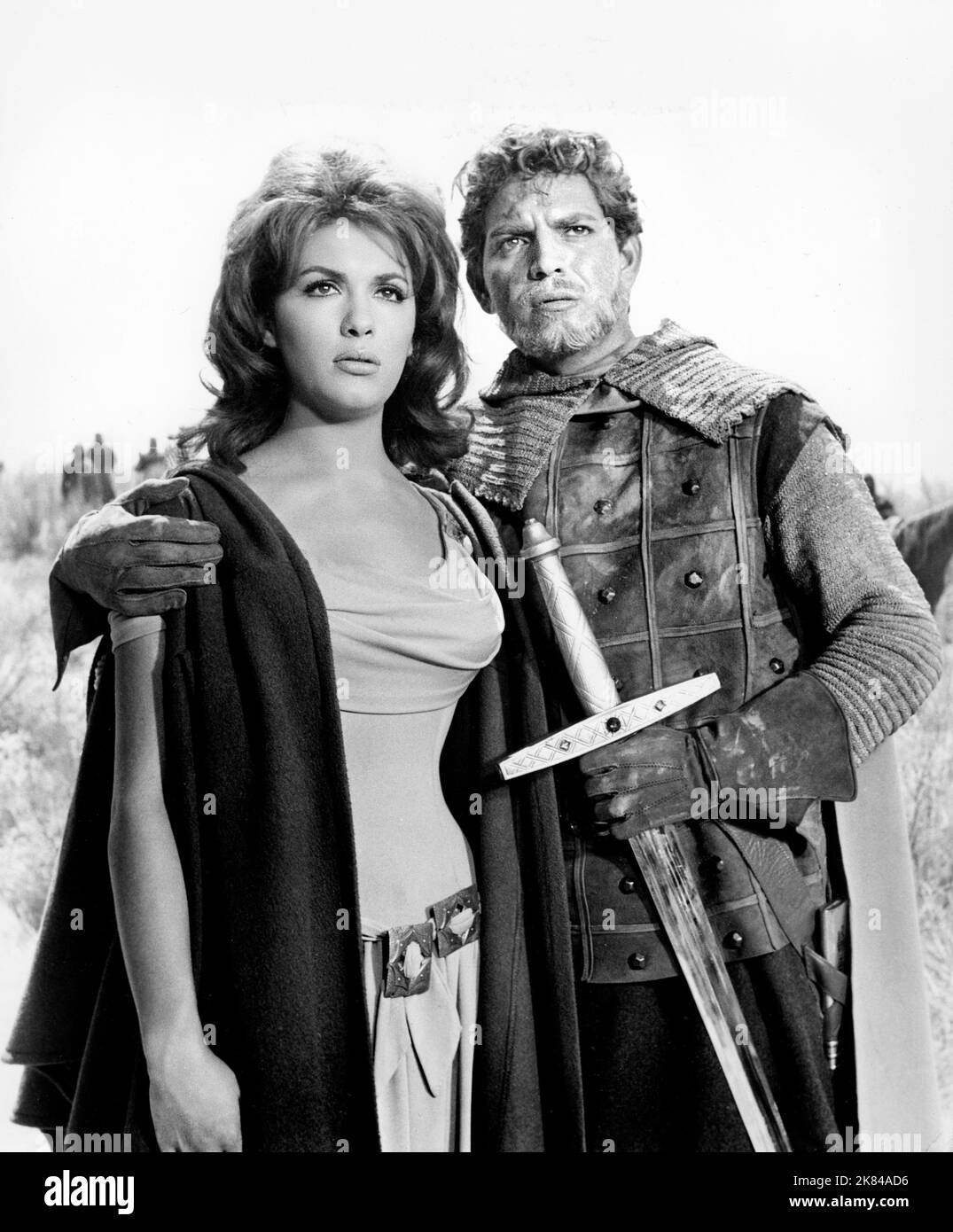 Tere Velázquez, Espartaco Santoni, on-set of the Film, "The Castilian ...