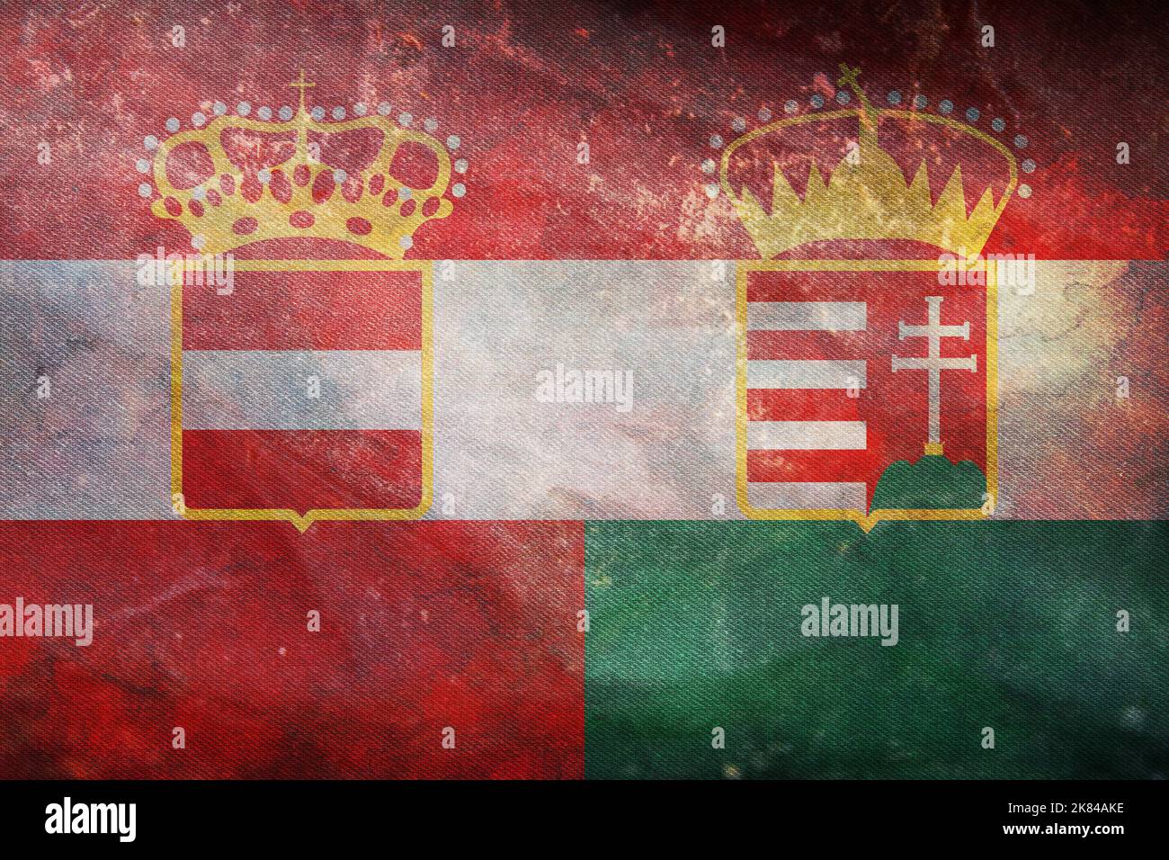 retro flag of Austria Hungary 1869 1918, Europe with grunge texture ...