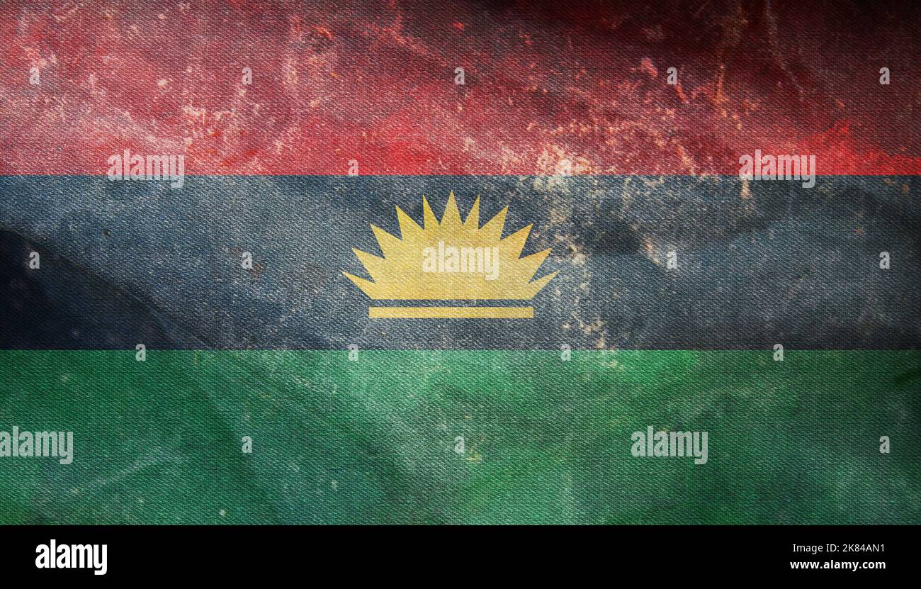 retro flag of Biafra, africa with grunge texture. flag representing ...
