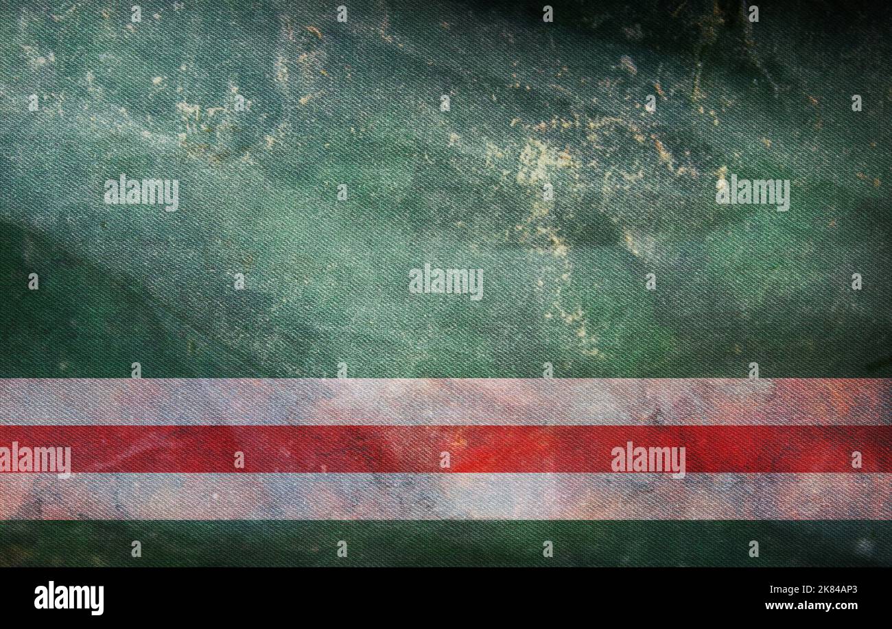 retro flag of Chechen Republic of Ichkeria, Europe with grunge texture ...
