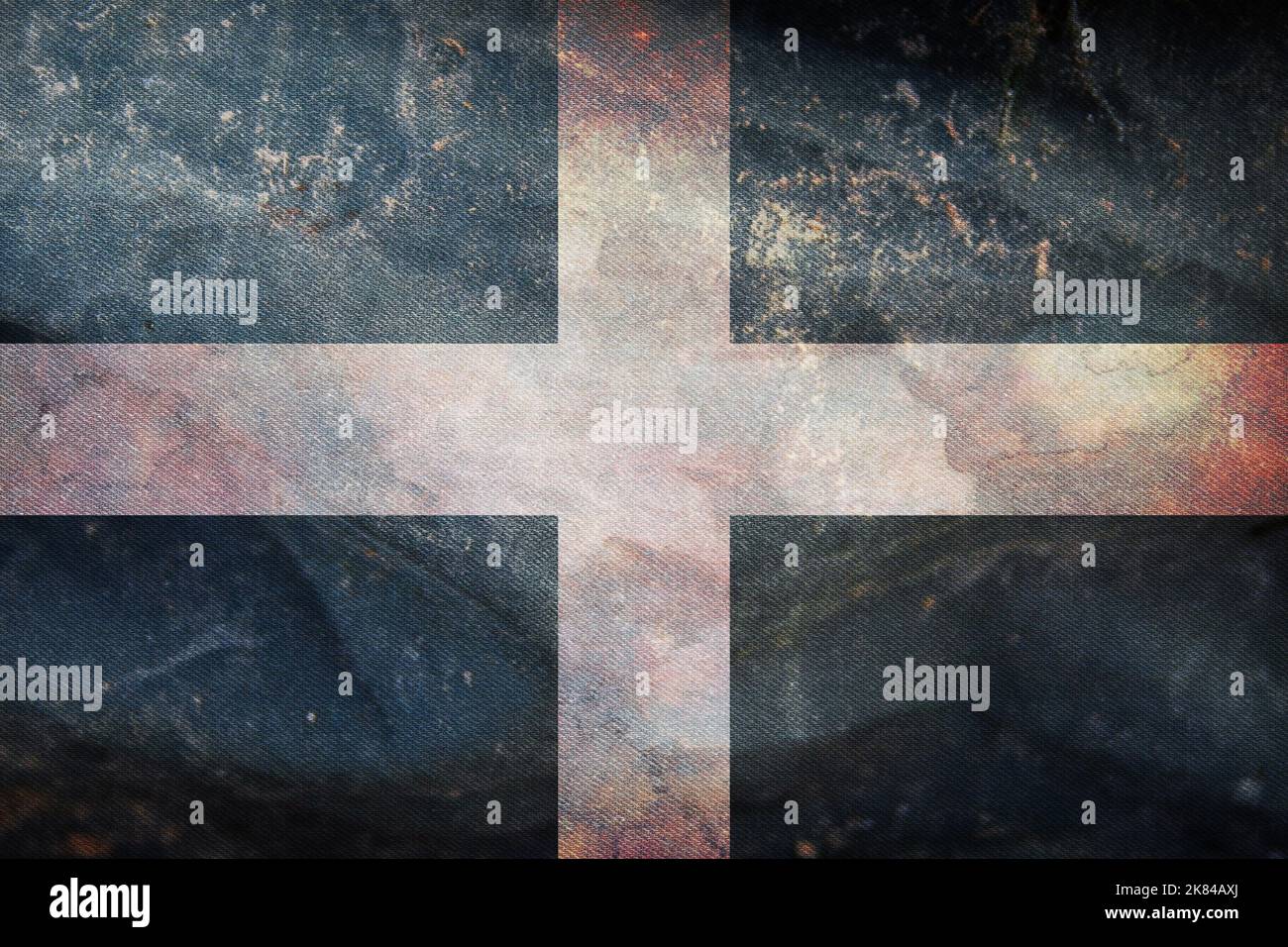 retro flag of Cornwall, Europe with grunge texture. flag representing ...