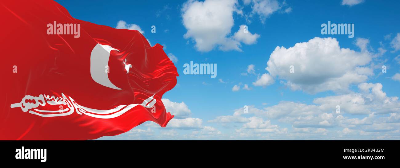 flag of Aceh Sultanate, asia at cloudy sky background, panoramic view ...