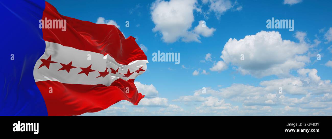 flag of Tuamotu Kingdom 1832 1843, Australia Oceania at cloudy sky ...