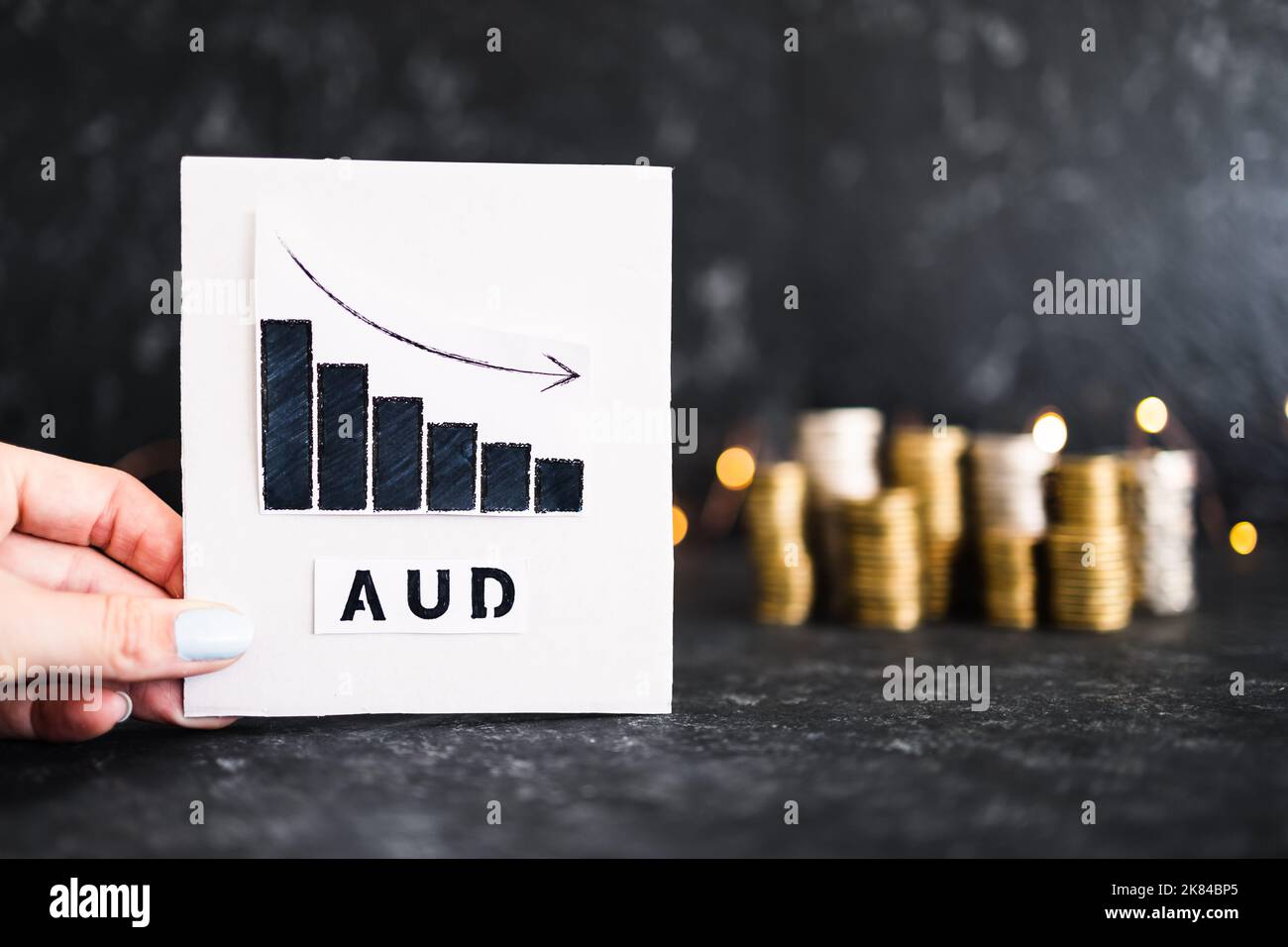currency exchange rate conceptual image, graph showing negative growth ...