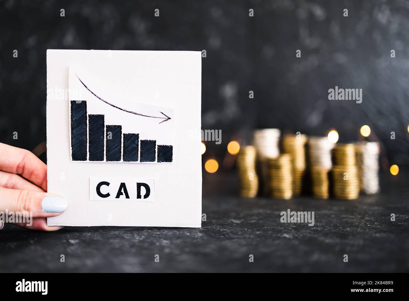 currency exchange rate conceptual image, graph showing negative growth ...
