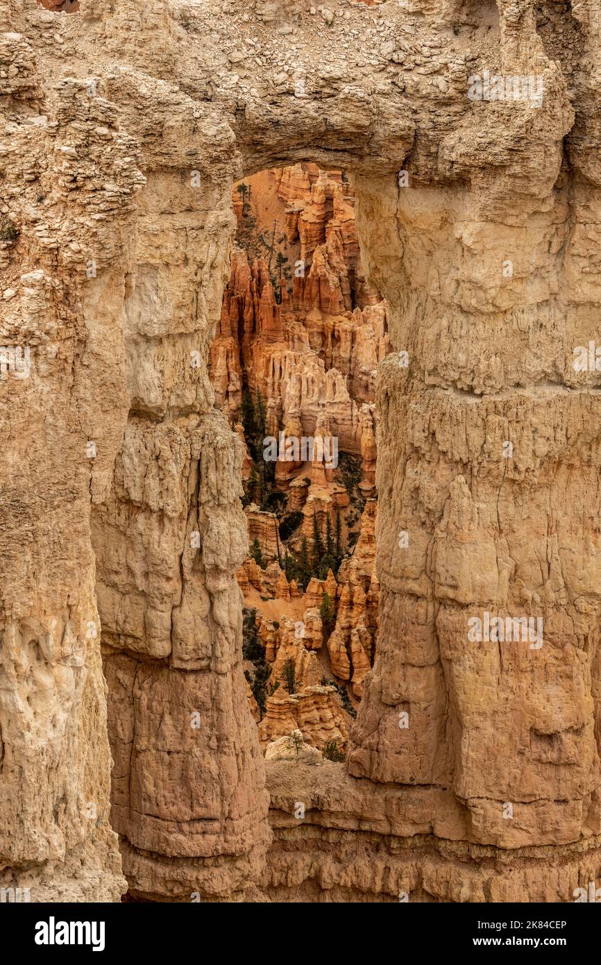 Hoodoos Seen Through Window Formation In Bryce Canyon Stock Photo - Alamy