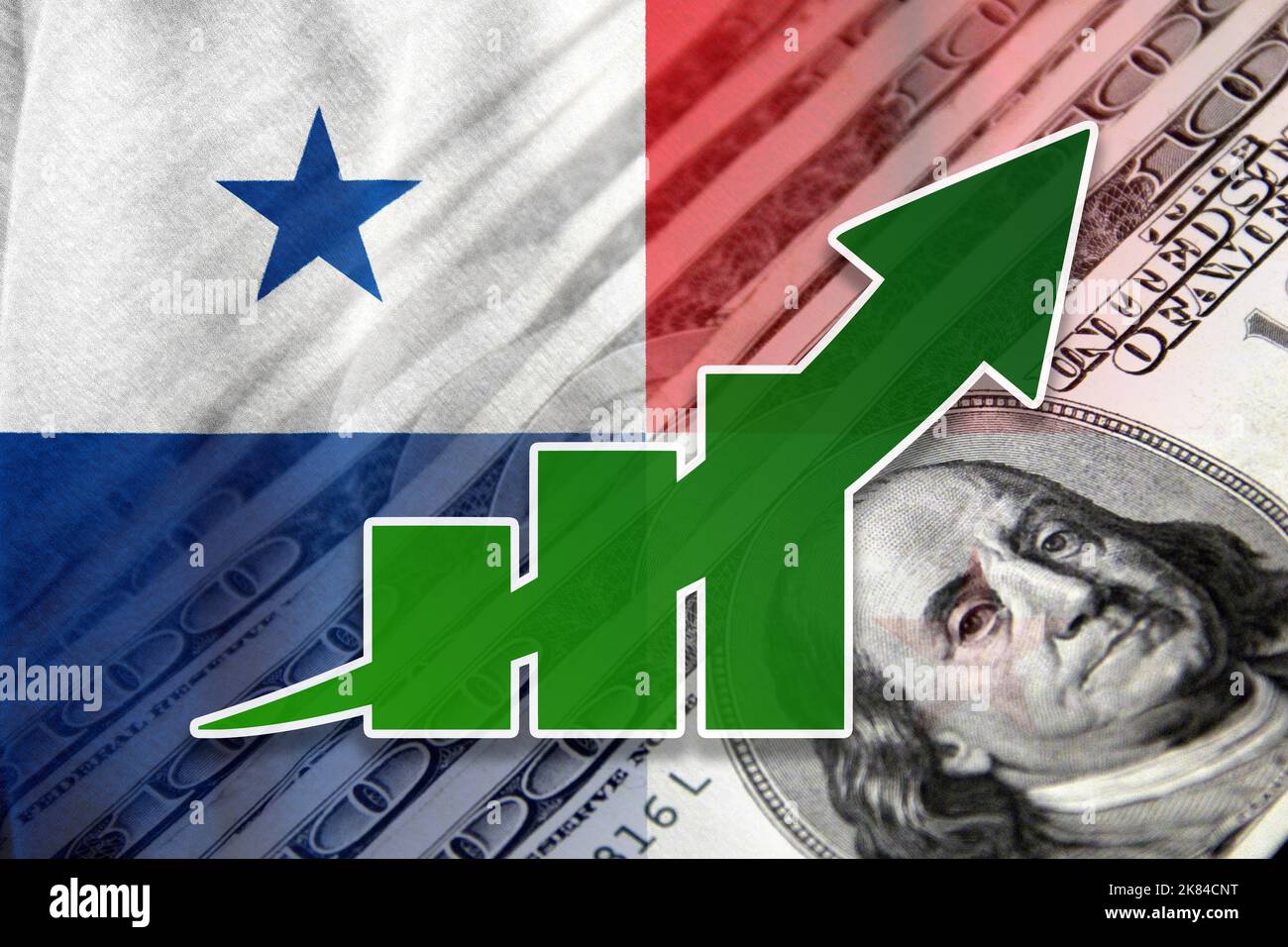 Economy Graph: Up Arrow, Panama Flag and Cash Dollar Bills Stock Photo ...
