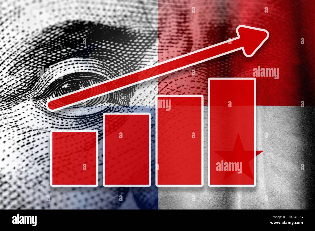 Economy Graph: Up Arrow, Panama Flag and Cash Dollar Bill Stock Photo ...